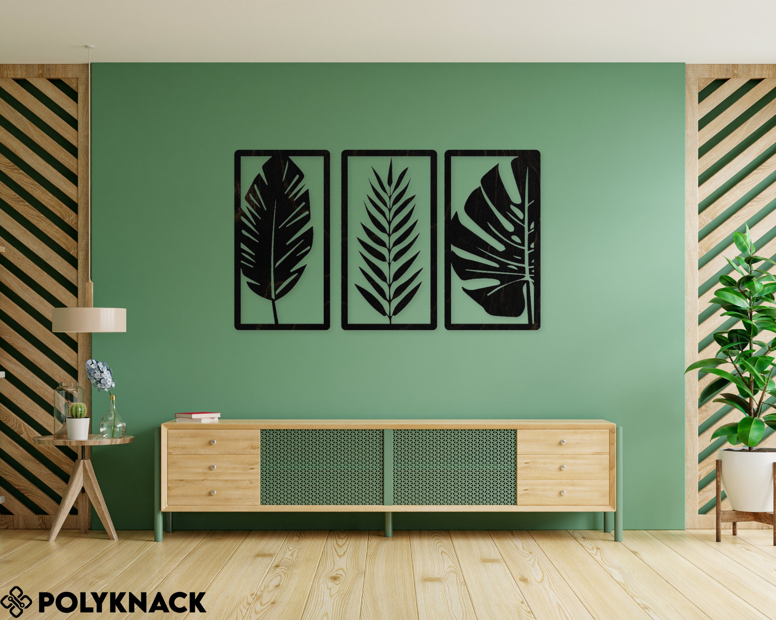3 Panel Tropical Leaf Wood Wall Art: Botanical Decor - Etsy