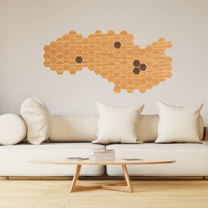 Hexagon Wood Wall Tiles, Sets of Wall Tiles, Wood Tile Cutouts, 3D Wall ...