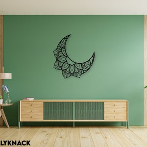Lotus Moon Wall Decor, Large Wooden Moon Wall Art, Celestial Art, Moon ...