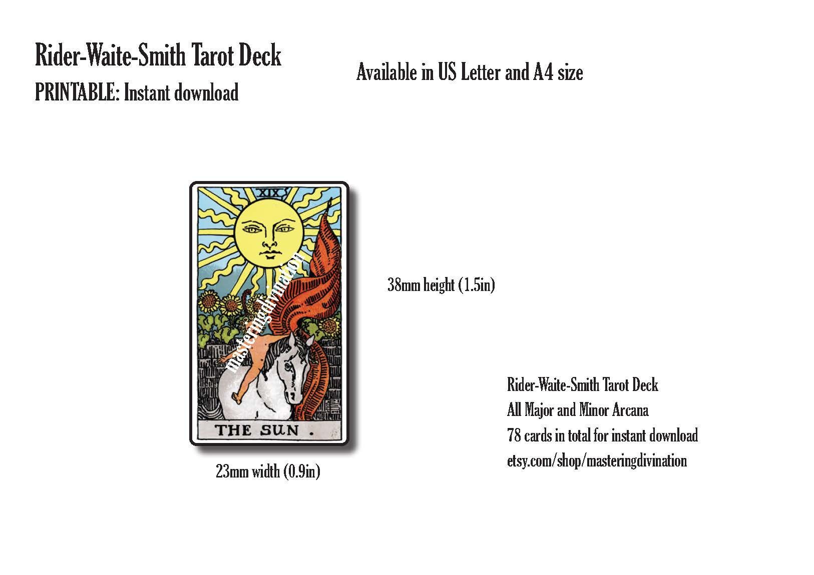 Tarot Deck, Rider-waite-smith, Printable, All 78 Cards for Instant ...