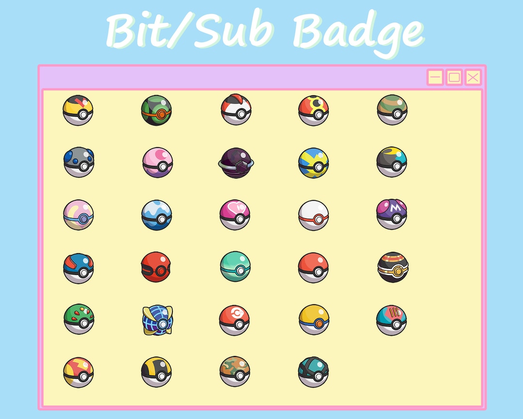 Pokemon Pokeball Bit Sub Badges for Youtube/twitch/discord - Etsy