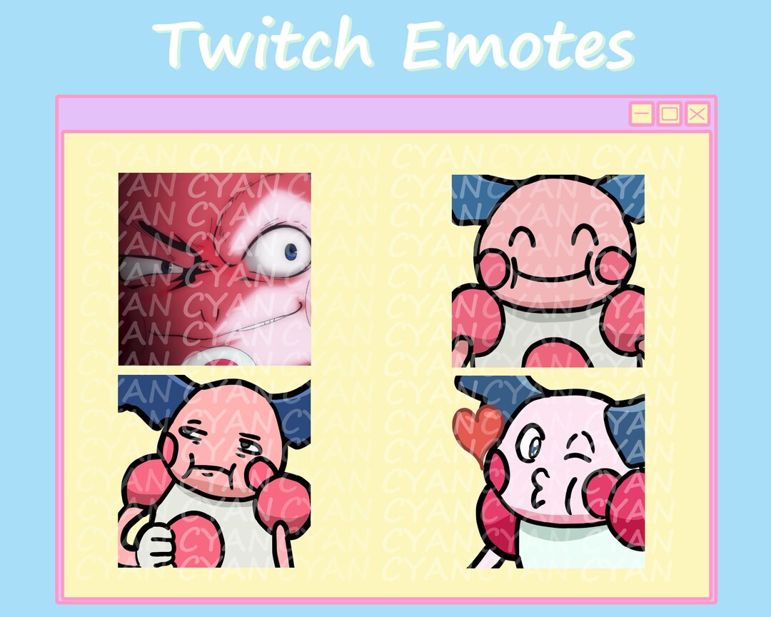 Emotes for Twitch, Discord, Youtube, Mr Mime, Pokemon, Meme, Kiss Emote ...