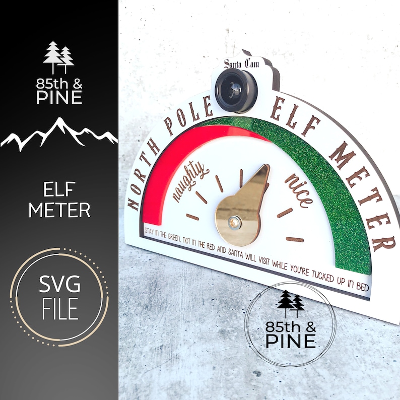 Elf Meter SVG - Santa Cam SVG - Elf on the Shelf Ideas - Laser File for ...