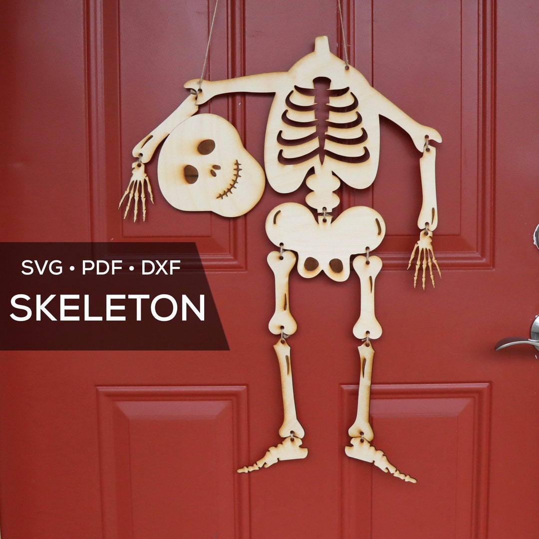 Skeleton Door Hanger SVG Laser File for Glowforge Halloween Digital ...