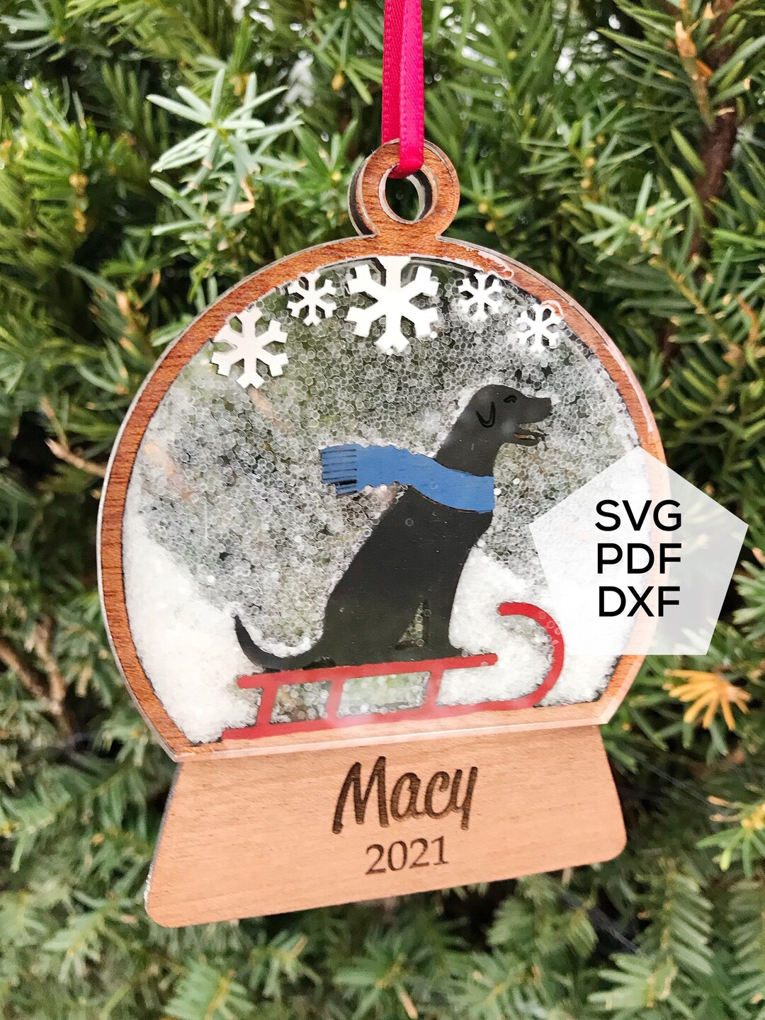 Dog Snow Globe Ornament SVG - Laser File - Glowforge - Laser Machines ...