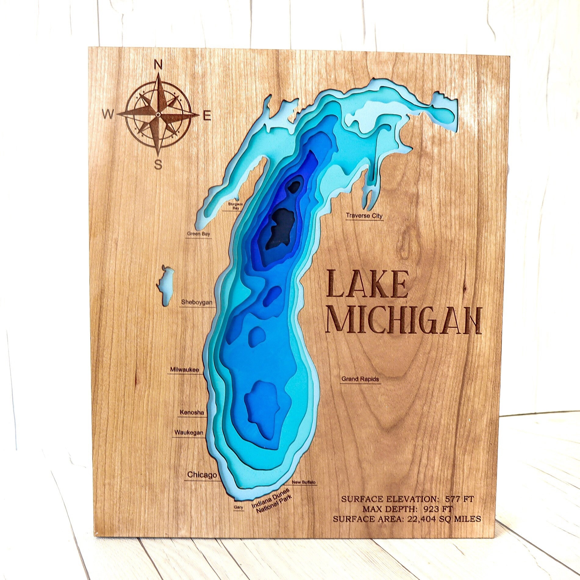 3D Lake Michigan SVG Layered Lake Map Digital File Laser - Etsy Canada