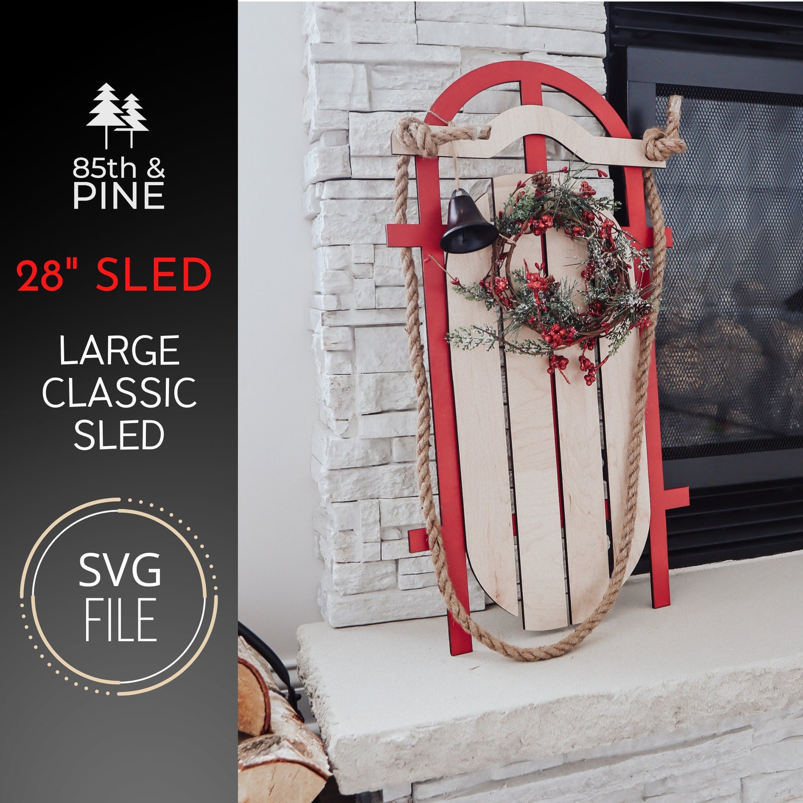 Large Sled SVG - Digital File Classic Sled - Laser File - Cutting ...