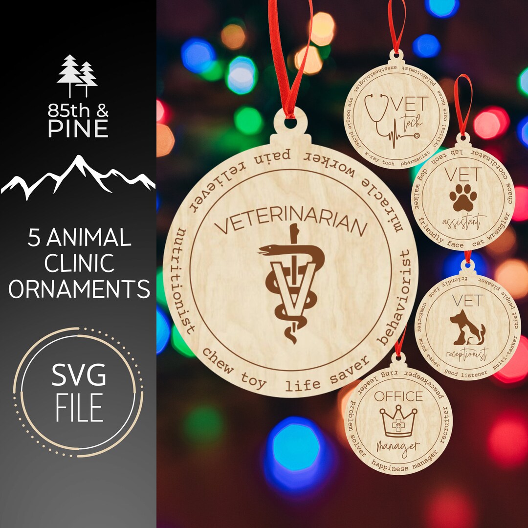 5 Vet Clinic Ornaments SVG - Animal Clinic Ornament Files - Digital ...