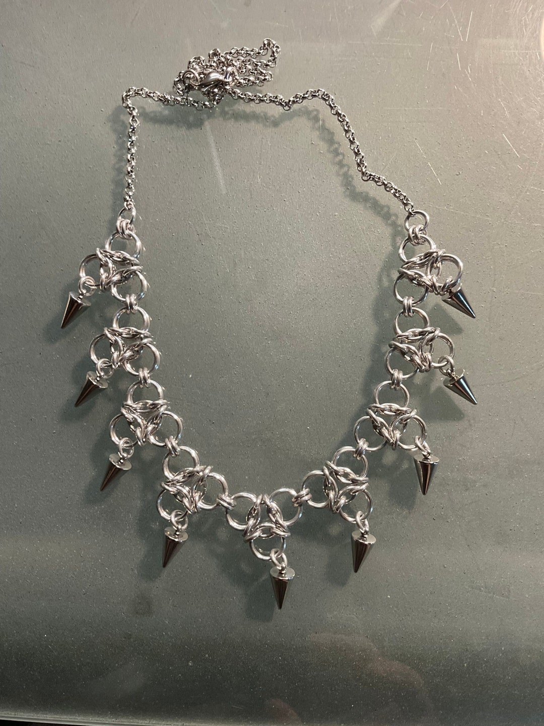 Chainmail Inverted Aura Spike Choker - Etsy