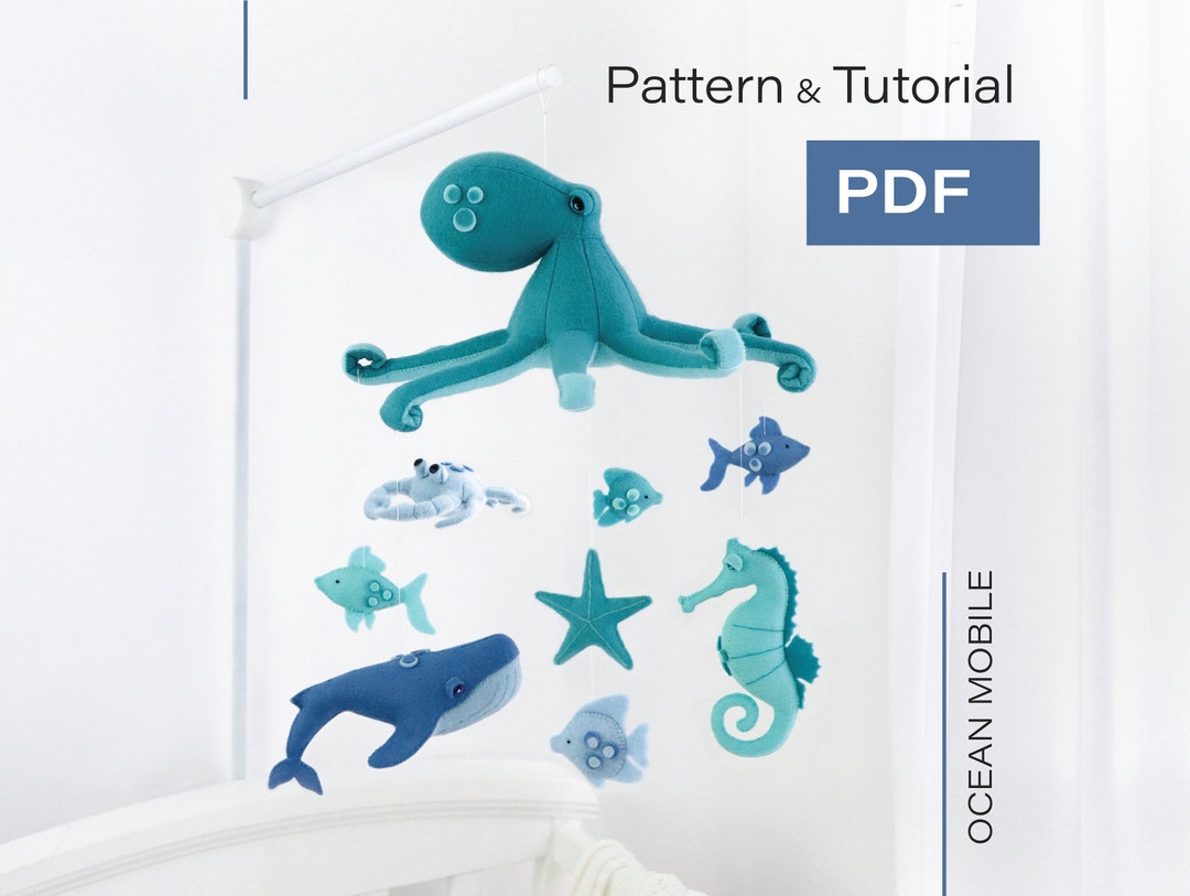 Octopus Mobile Pattern pdf Felt Mobile / Ocean Mobile / Boy Mobile ...
