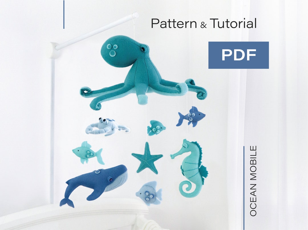Octopus Mobile Pattern (pdf) - Felt Mobile / Ocean Mobile / Boy Mobile ...