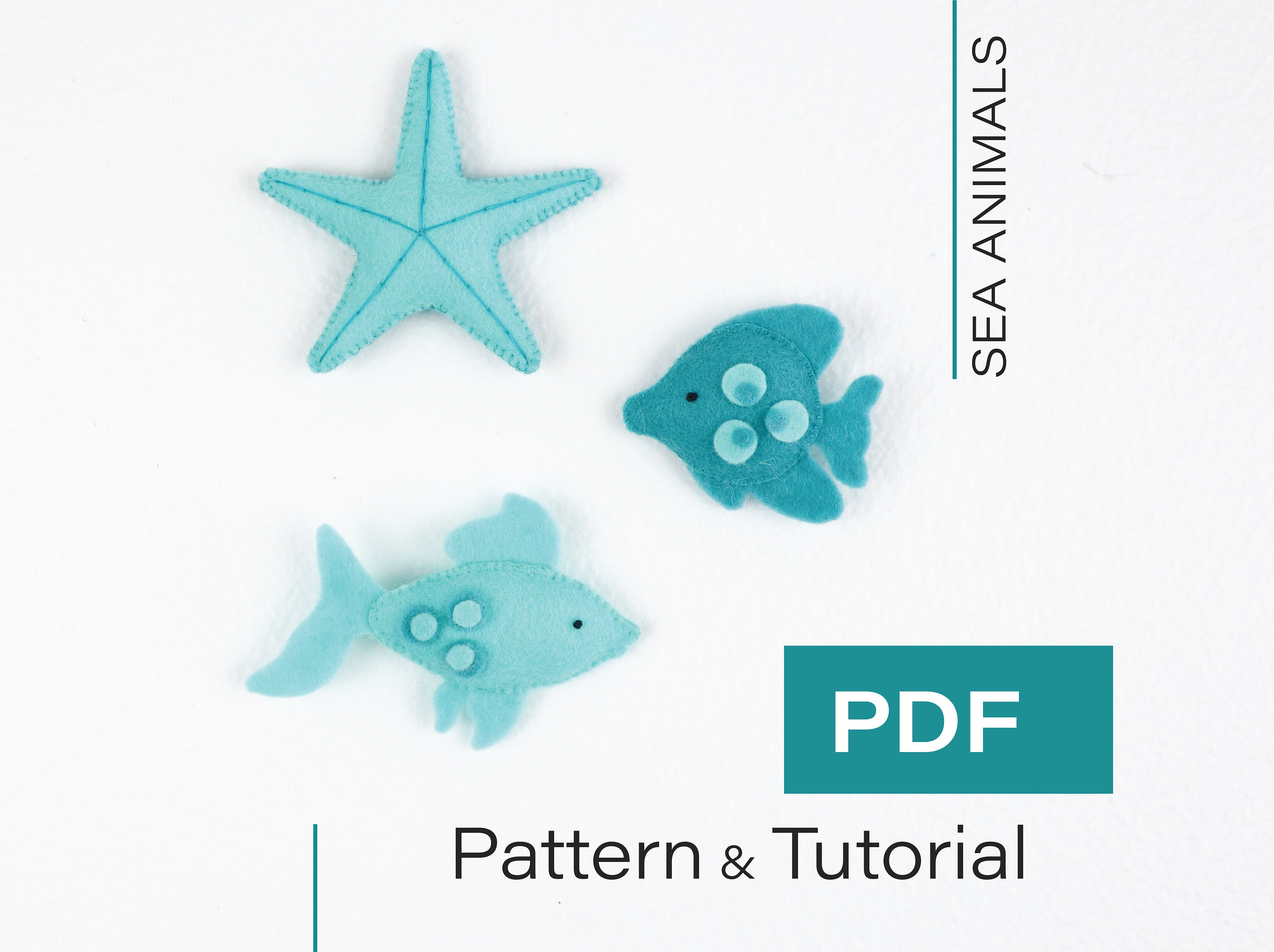 Felt Sea Animals Pattern & Instructions pdf Fish Sewing Pattern / Sea ...