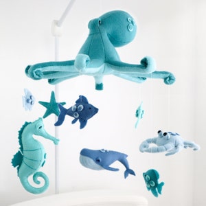 Octopus Mobile Pattern (pdf) - Felt Mobile / Ocean Mobile / Boy Mobile ...