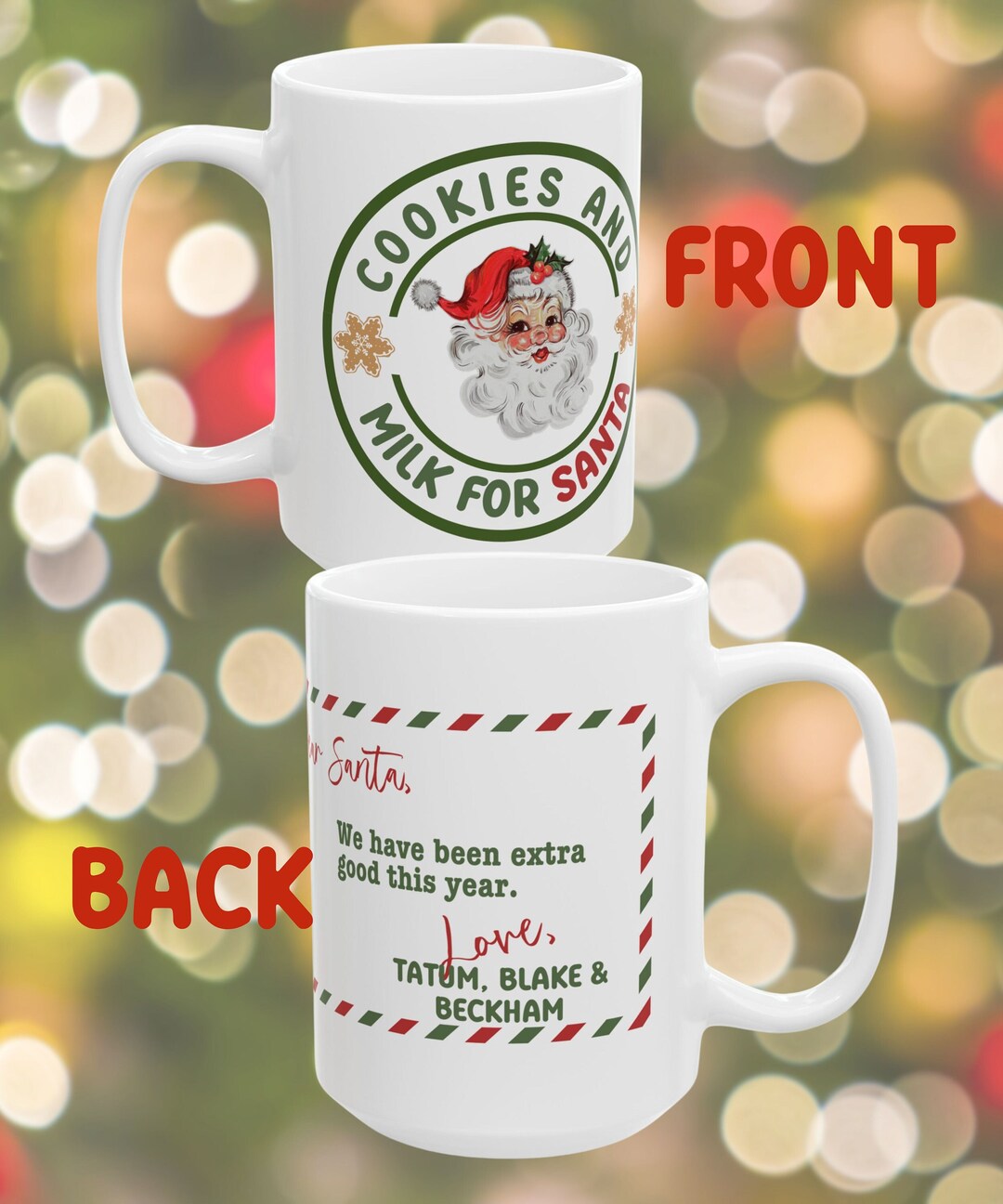 PERSONALIZED Milk and Cookies for Santa Cup, Left or Right Handed Mug ...