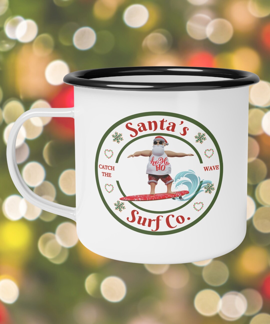 Santa's Surf Co. Milk and Cookies for Santa Enamel Camp Cup ...