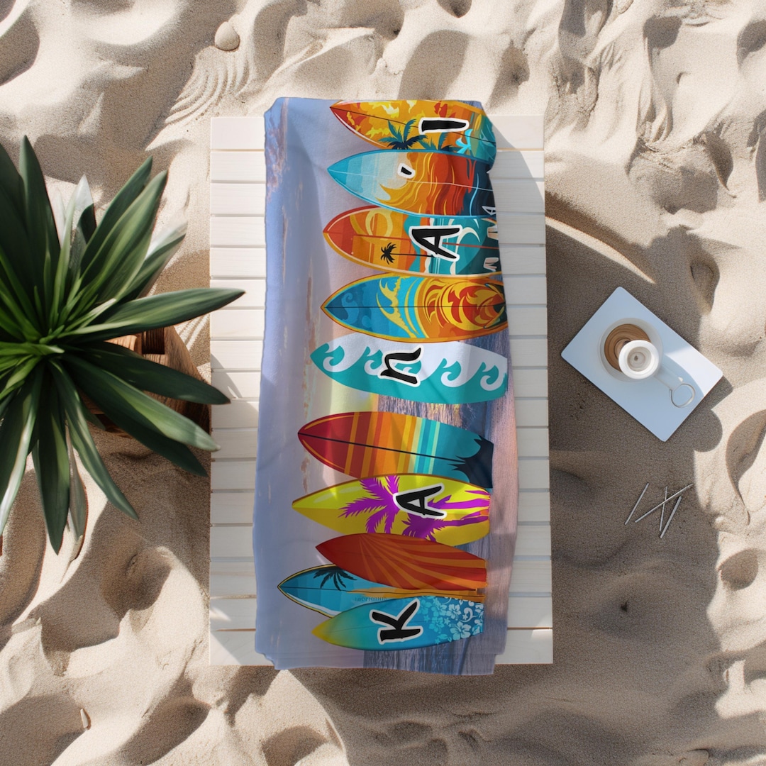 Kanai CUSTOM Surf Board Beach Towel, Surfer Lover, Christmas Gifts ...