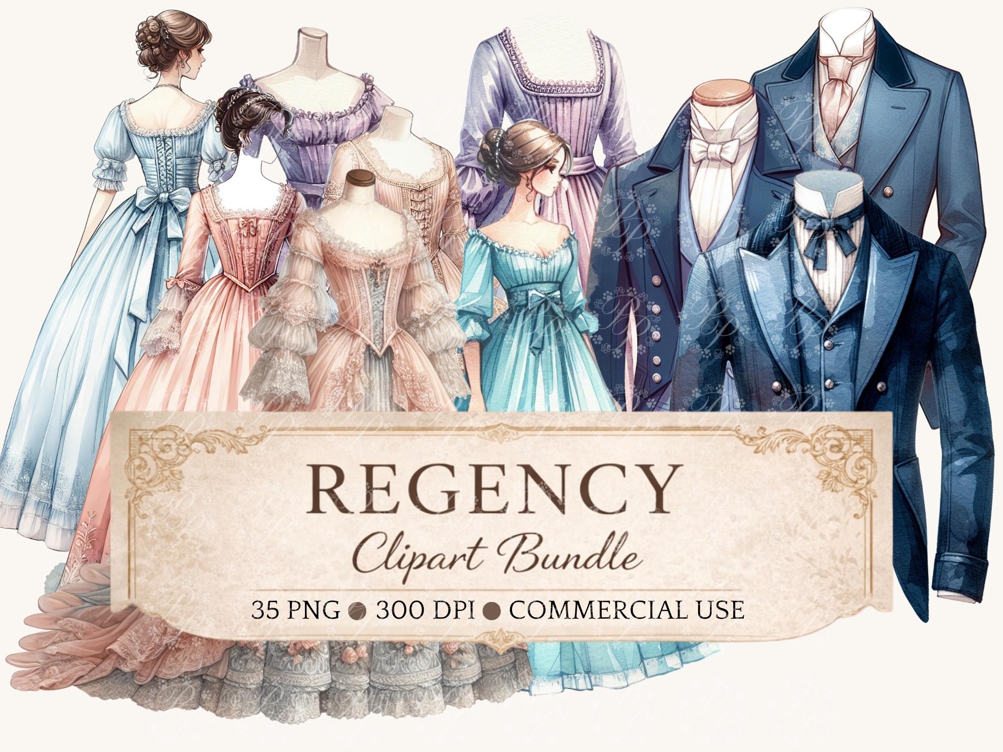 Regency Scene Clipart Bundle | 12 Regency Scenes | Historical Manor ...