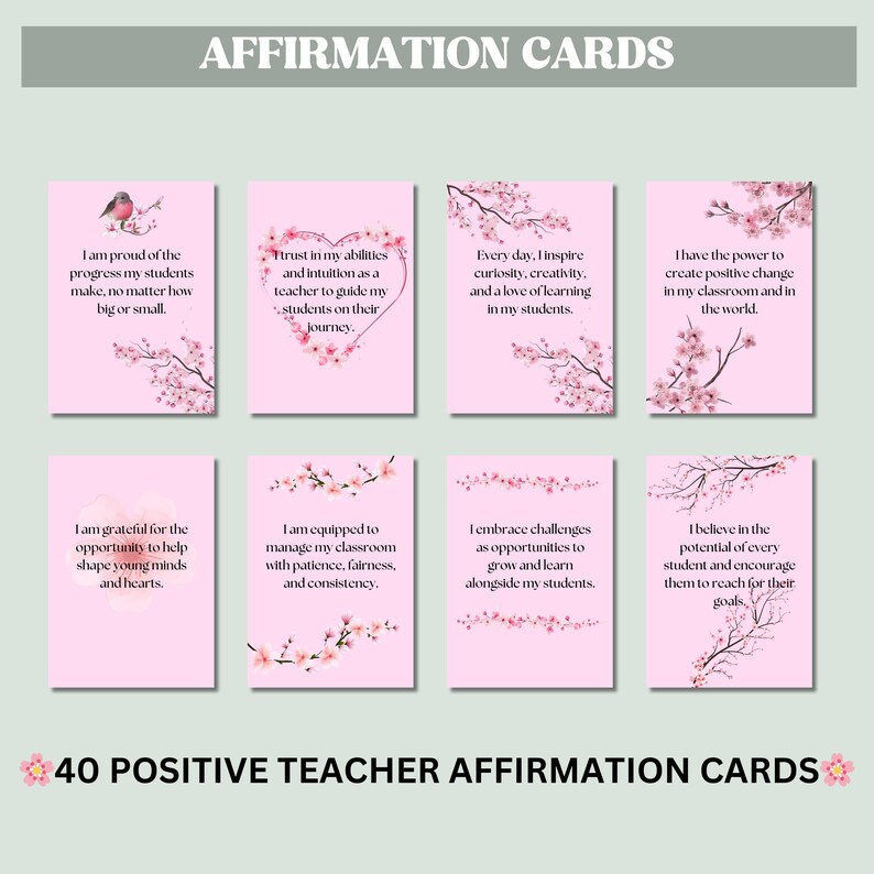 Teacher Affirmation Cards, Positive Quote Flash Cards for Women,vision ...