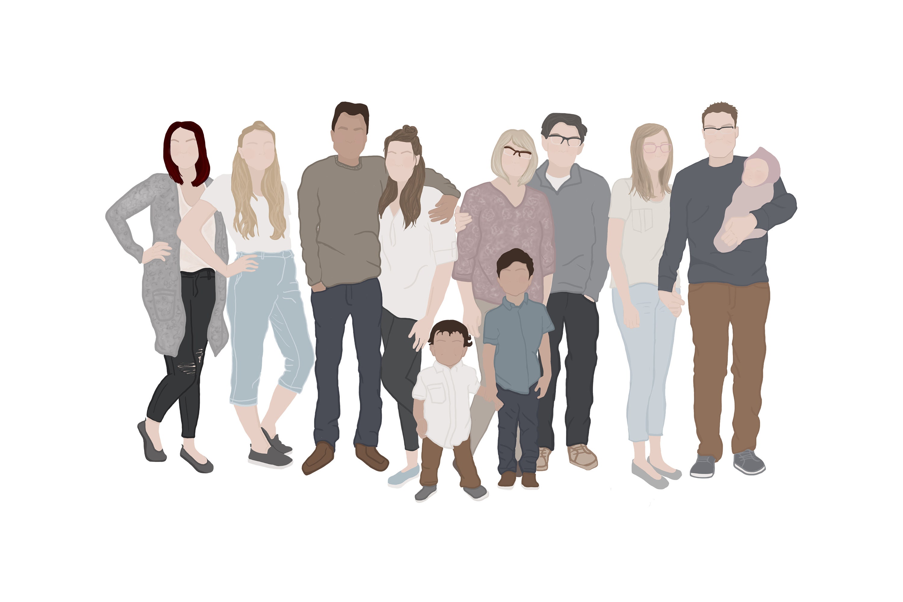 Faceless Portrait - Extended Family - Etsy