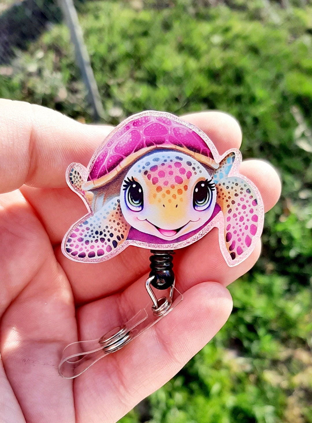 Cute Sea Turtle, Nurse Badge Reel, Pink Turtle Badge, Custom Badge Reel ...
