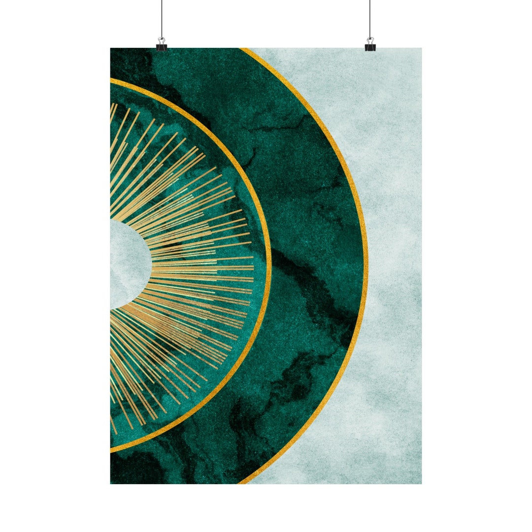 Green Disk With Golden Rays, Museum Grade Paper, Archival Ink, Premium ...