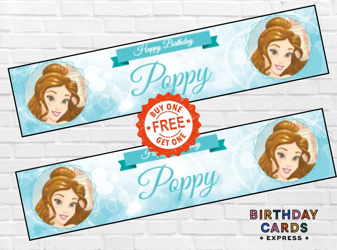 Disney Princess Belle Birthday Banner Buy One Get One Free - Etsy