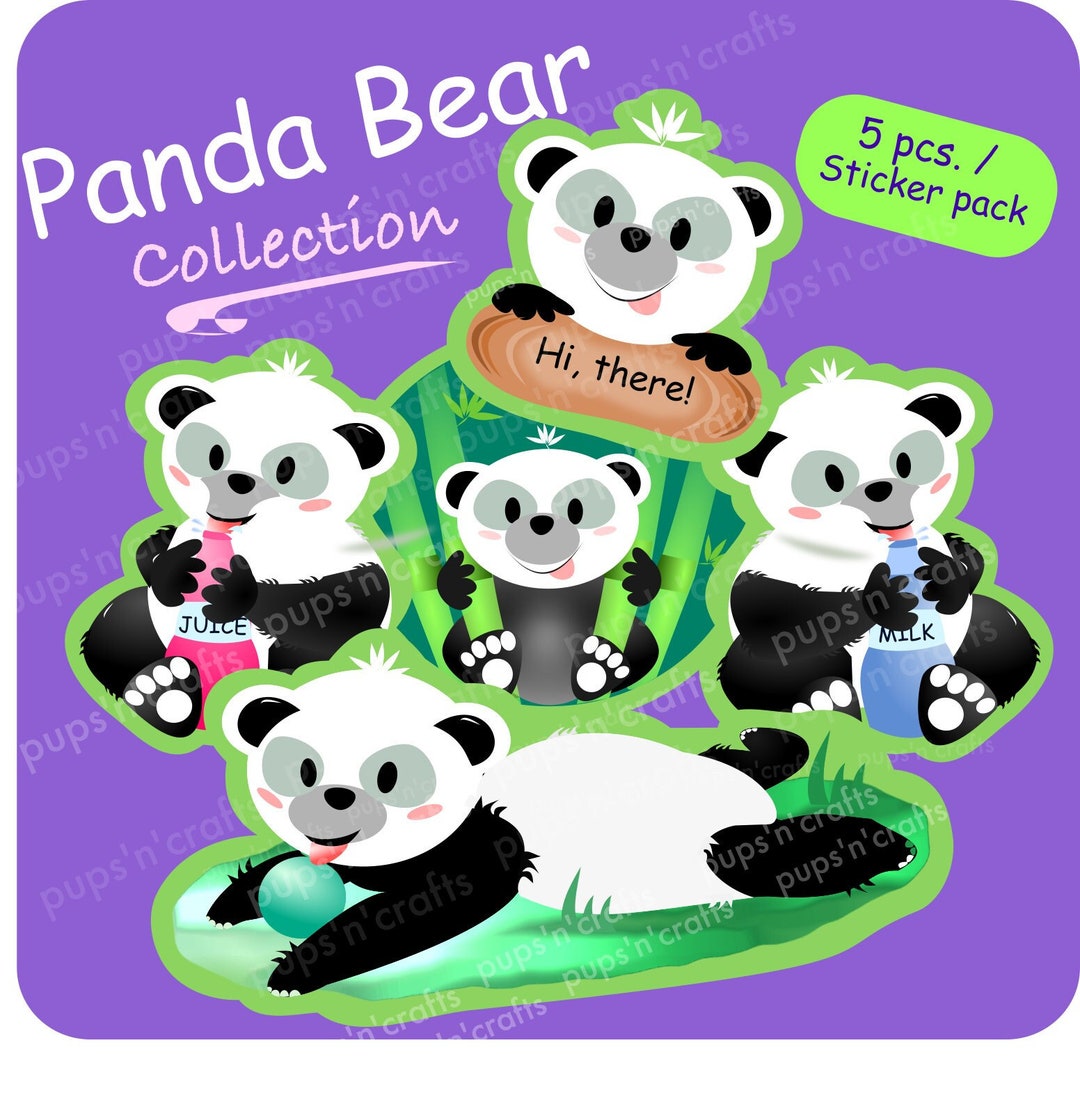 PANDA BEAR Sticker Pack, Glossy, Laminated, Kiss-cut easy Peel - Etsy