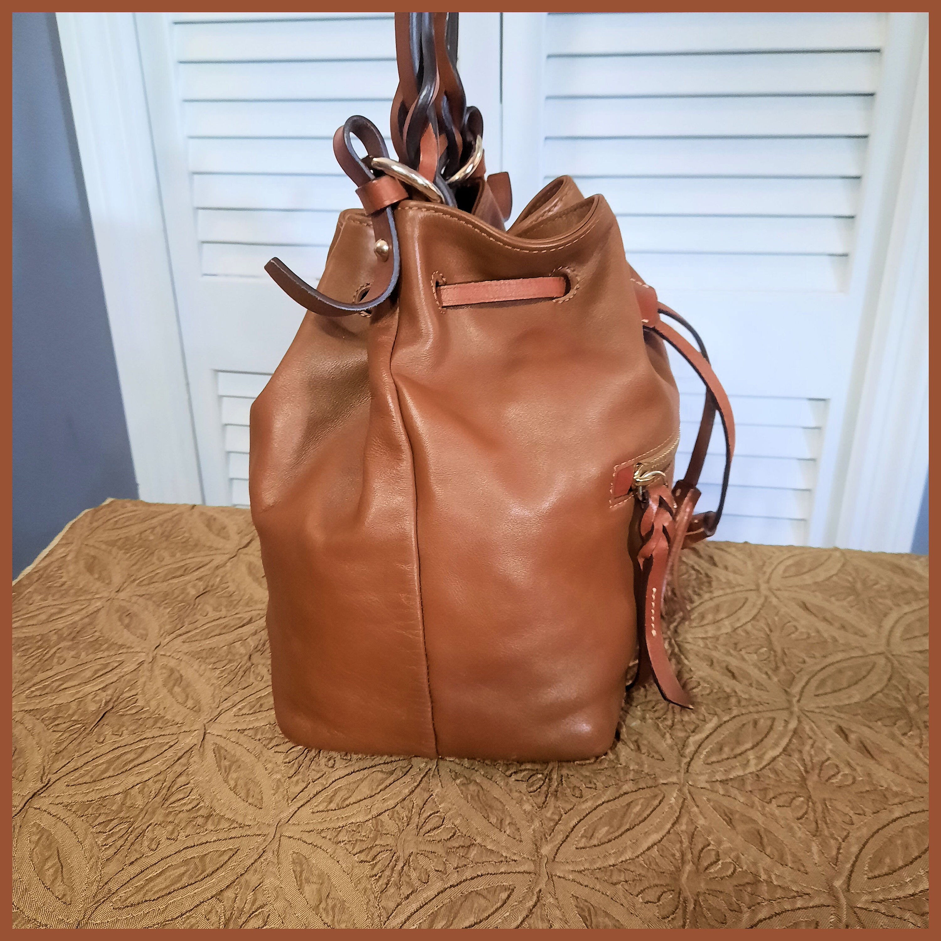 Dooney & Bourke Leather Drawstring Bag Dooney and Bourke Smooth Leather ...