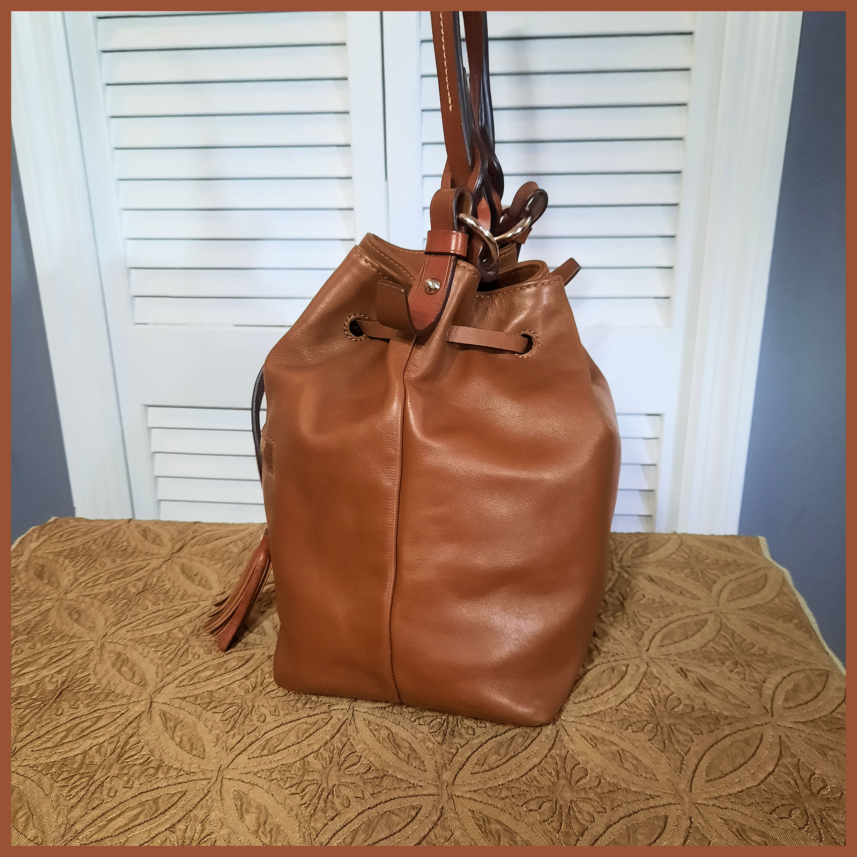 Dooney & Bourke Leather Drawstring Bag Dooney and Bourke Smooth Leather ...