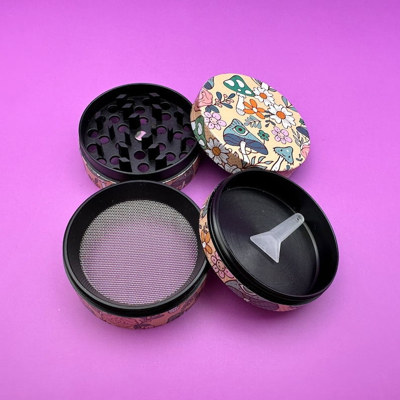 Rolling Tray and Grinder Set Aesthetic Girly Flowers/mushrooms Matching ...