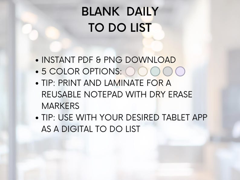 Printable & Digital Blank to Do List | Pastel Daily to Do Notepad ...