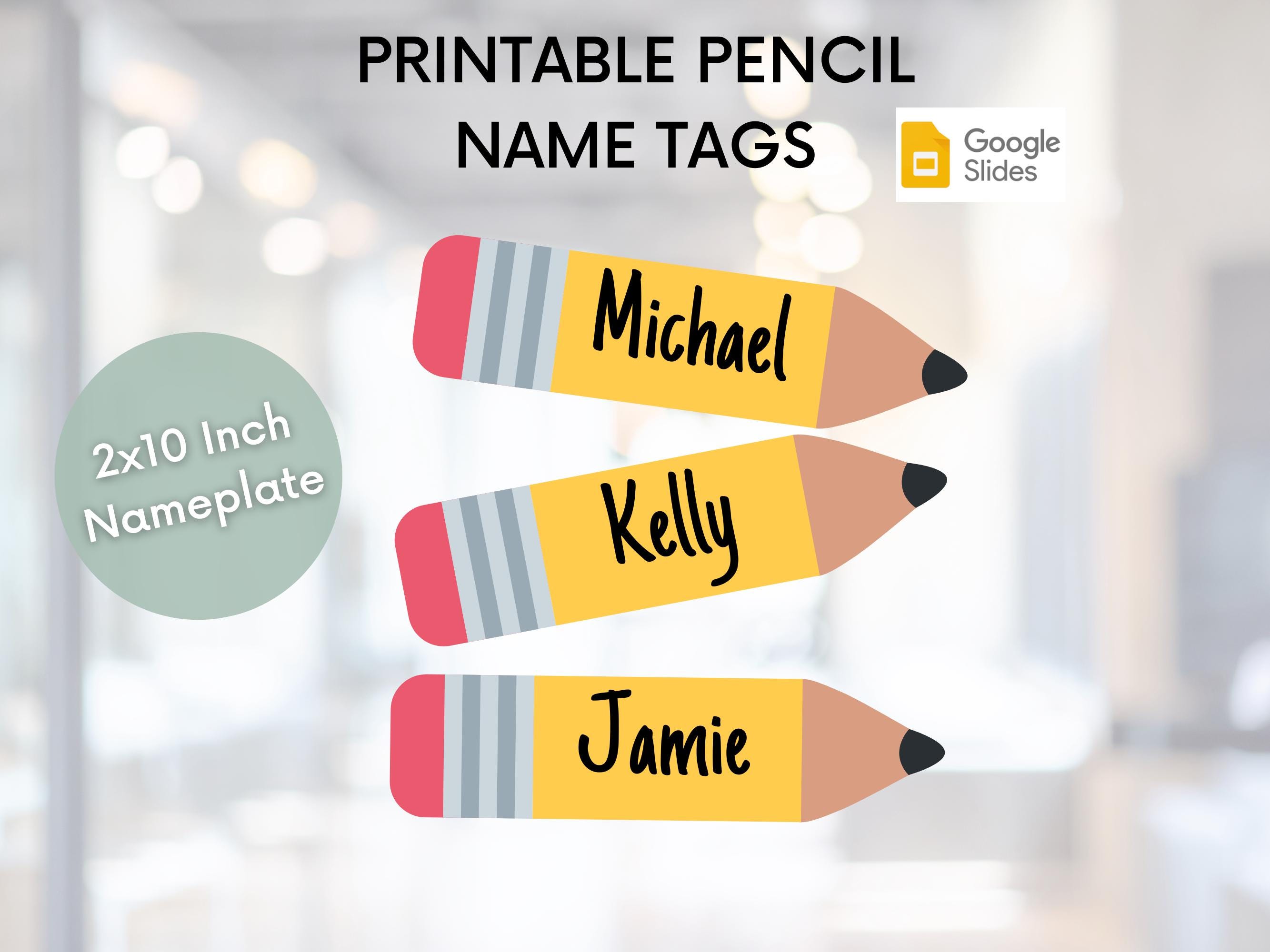 Printable Pencil Name Tags | Customizable Editable Stationery | Back to ...