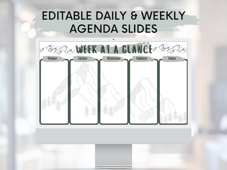 Editable Mountain Theme Daily and Weekly Teacher Agenda Digital File ...