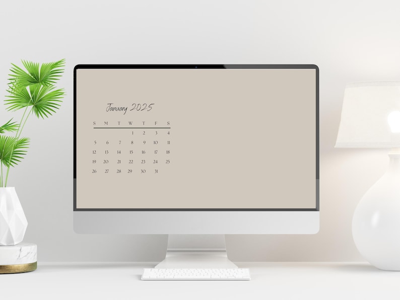 2025 Neutral Minimalistic Calendar Desktop Wallpaper | Modern ...