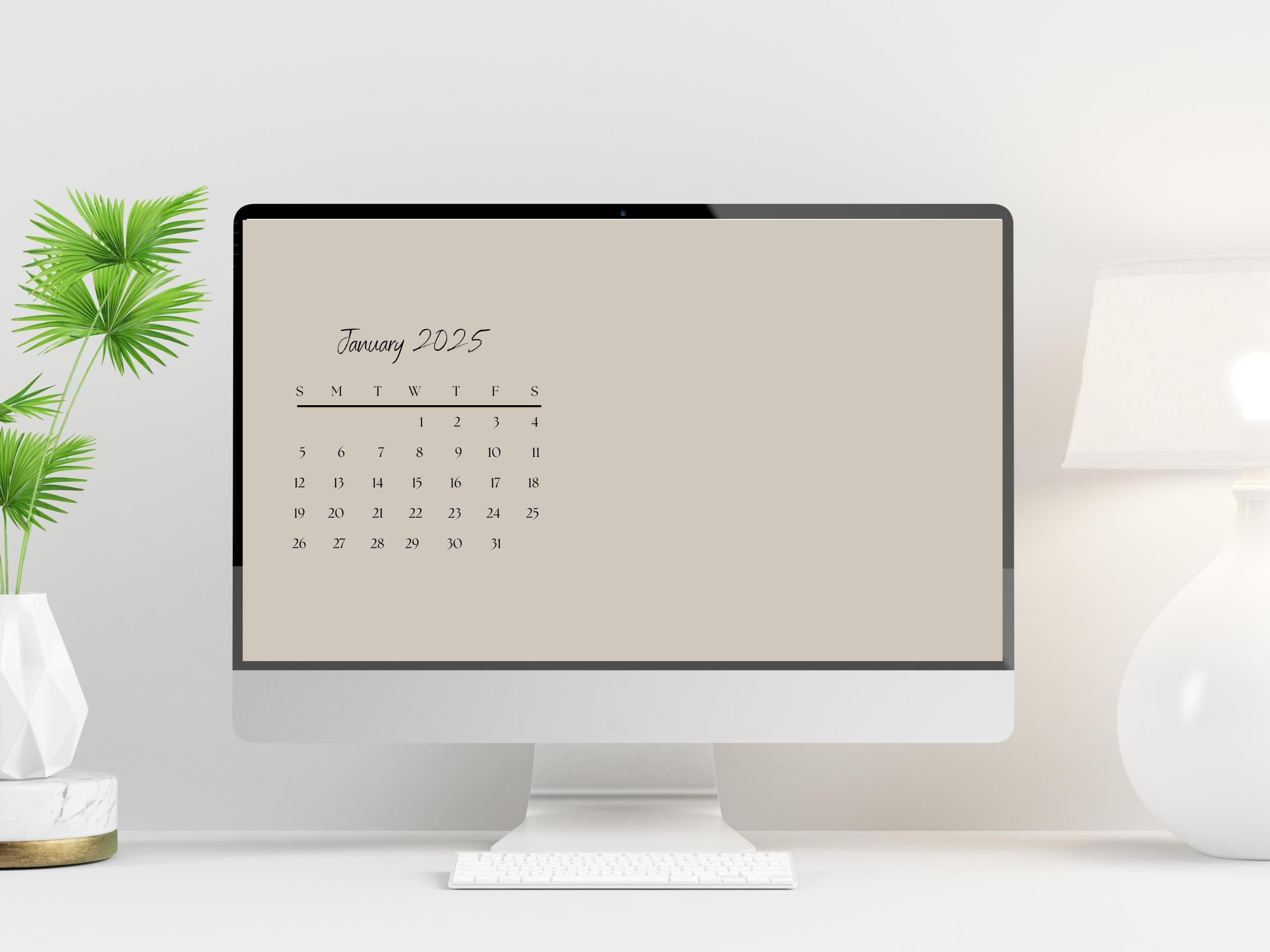 2025 Neutral Minimalistic Calendar Desktop Wallpaper | Modern ...