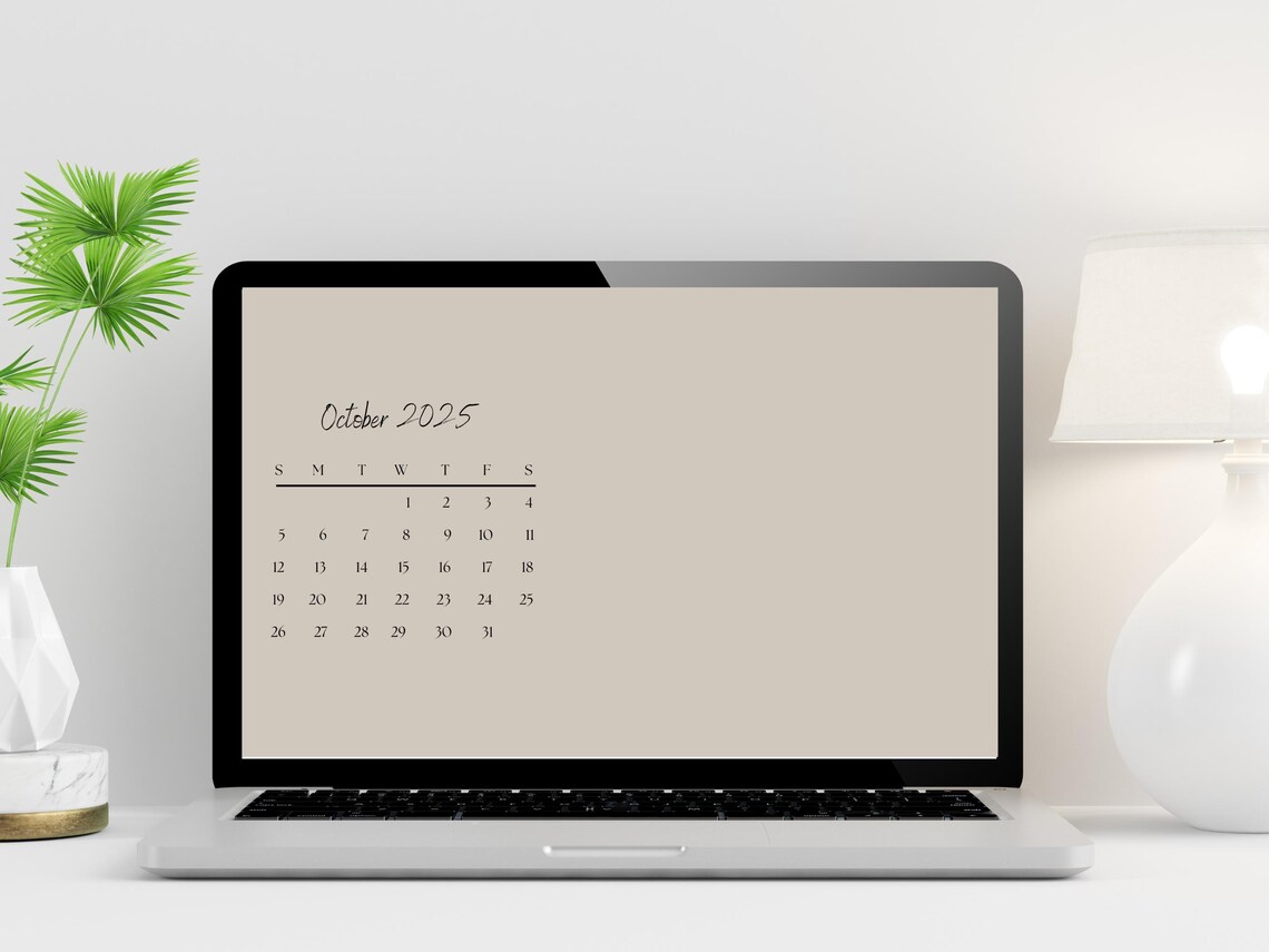 2025 Neutral Minimalistic Calendar Desktop Wallpaper | Modern ...