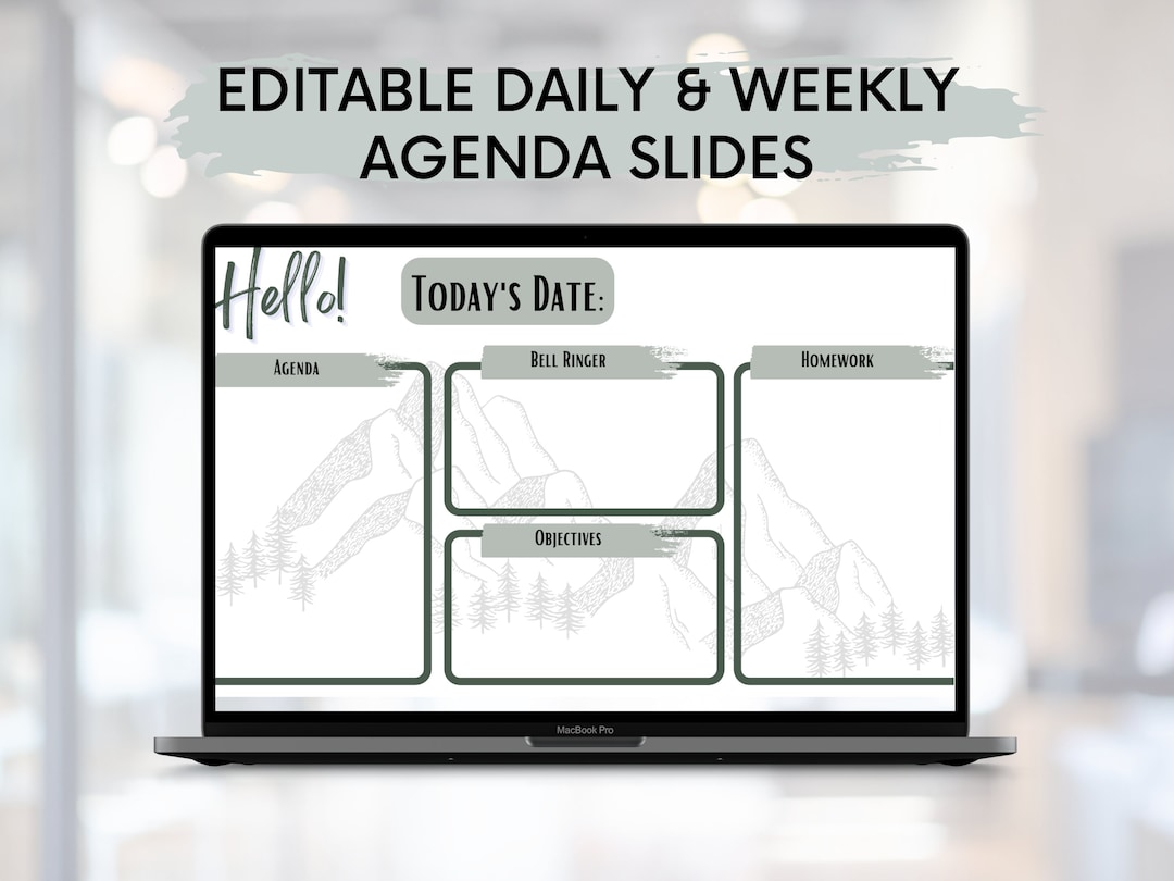 Editable Mountain Theme Daily and Weekly Teacher Agenda Digital File ...