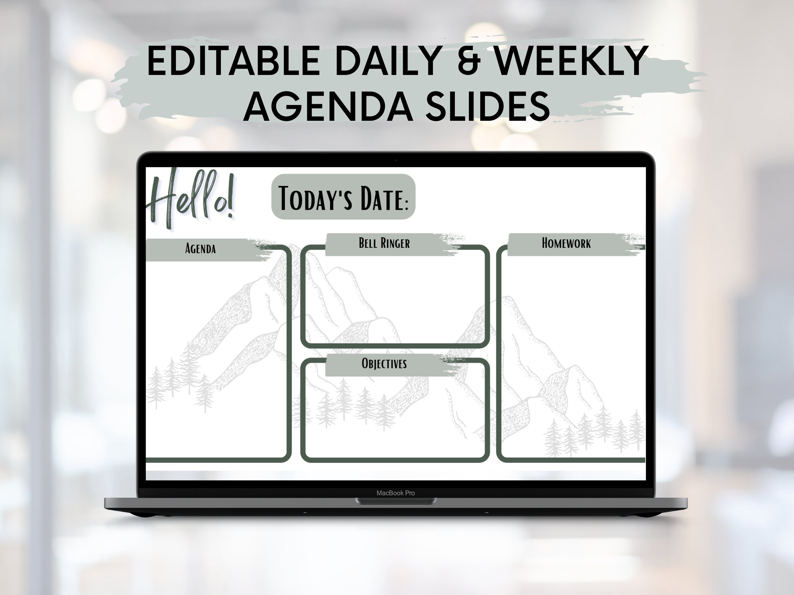 Editable Mountain Theme Daily and Weekly Teacher Agenda Digital File ...