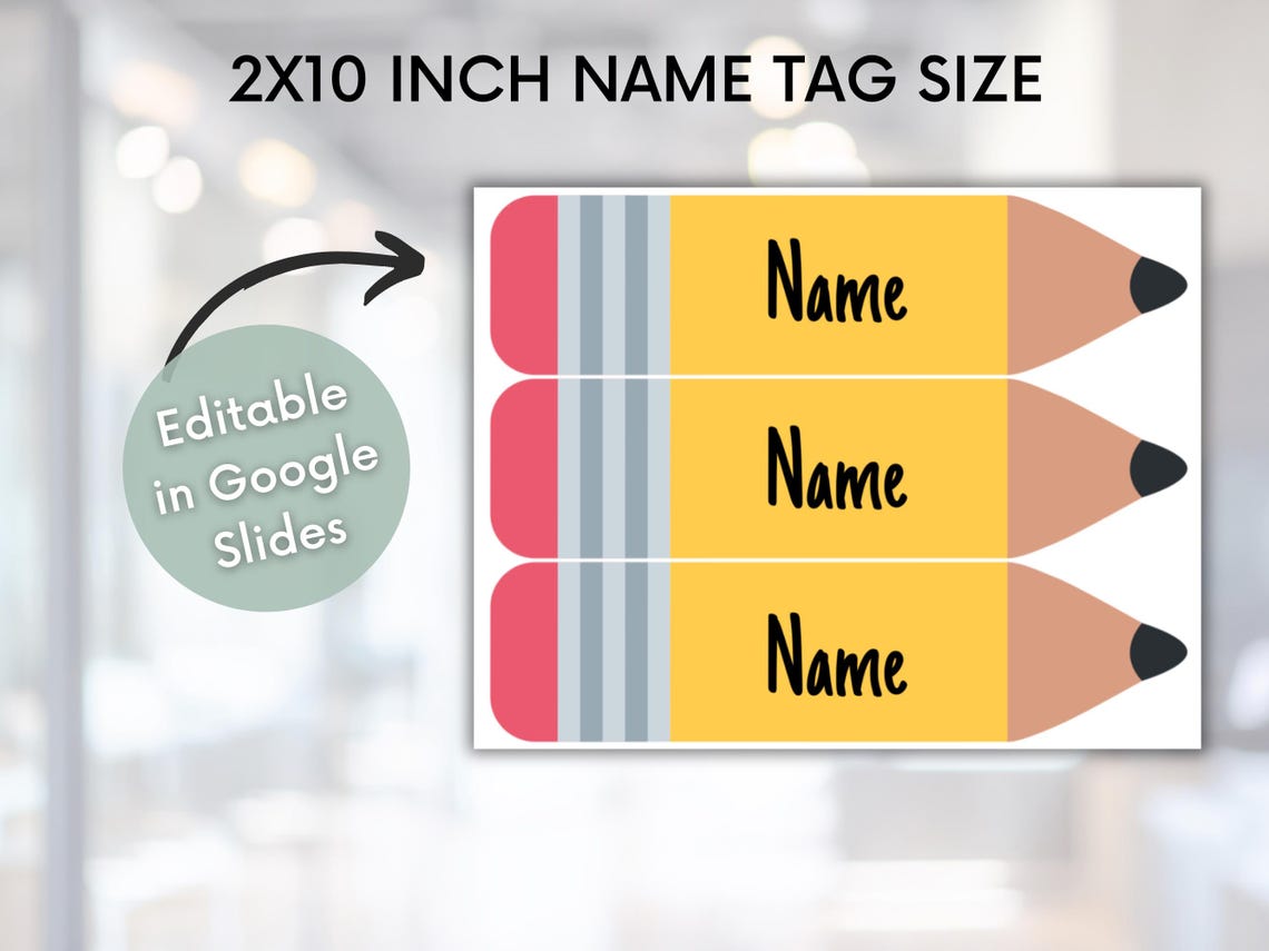 Printable Pencil Name Tags | Customizable Editable Stationery | Back to ...