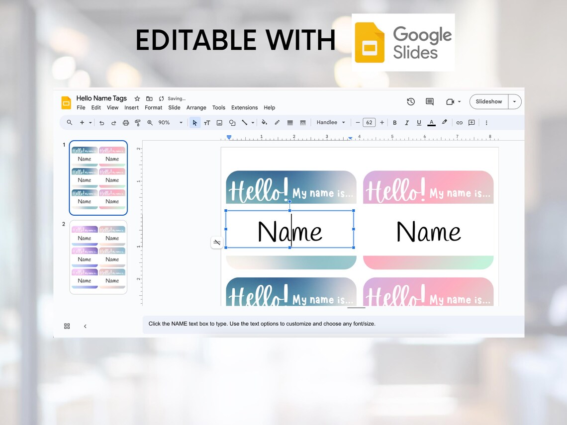 Printable Gradient Hello Name Tags | Customizable Editable Stationery ...