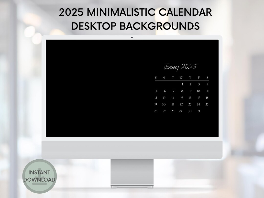 2025 Black Minimalistic Calendar Desktop Wallpaper | Modern ...