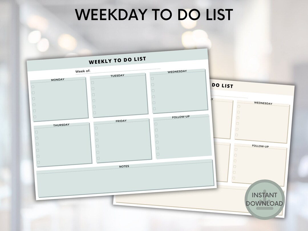 5 Day Weekday Printable Pastel Planner | Printable to Do List | Instant ...