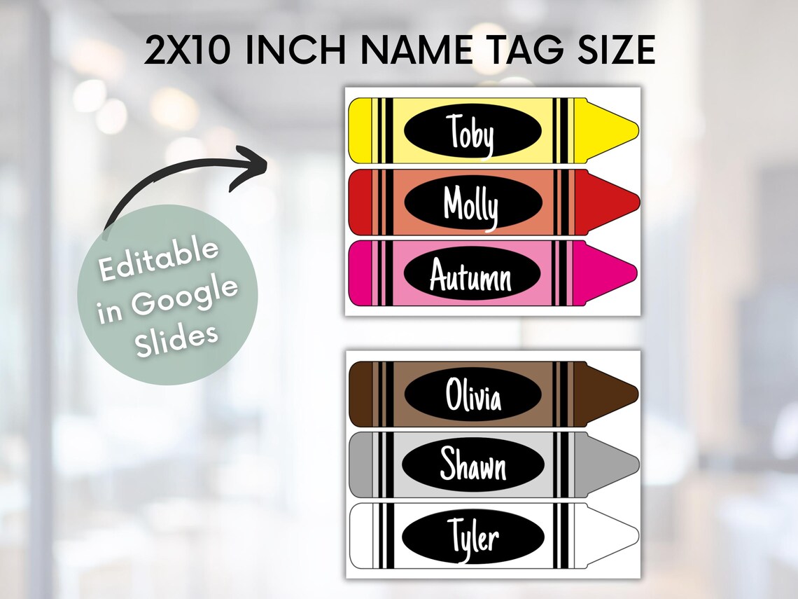 Printable Crayon Name Tags | Customizable Editable Stationery | Back to ...