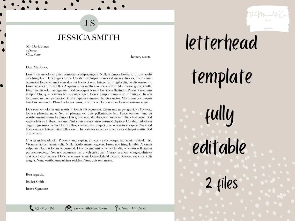 Initials Professional Letterhead Template Business - Etsy
