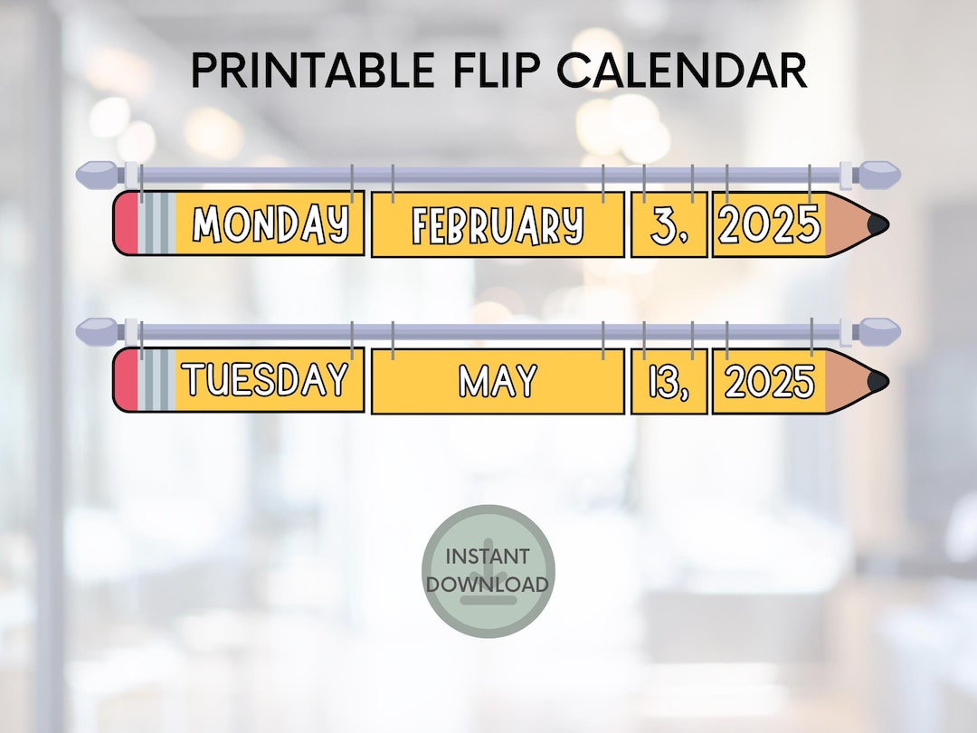 Printable Pencil Flip Calendar | Classroom Stationery | Elementary ...