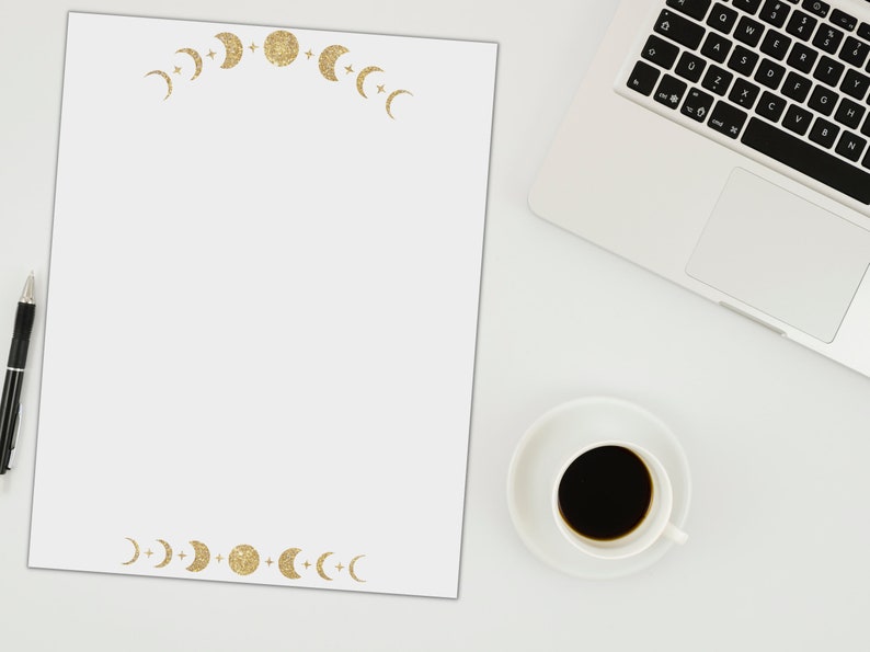 Moon Phases Celestial Printable Stationery Notepad Instant Download - Etsy