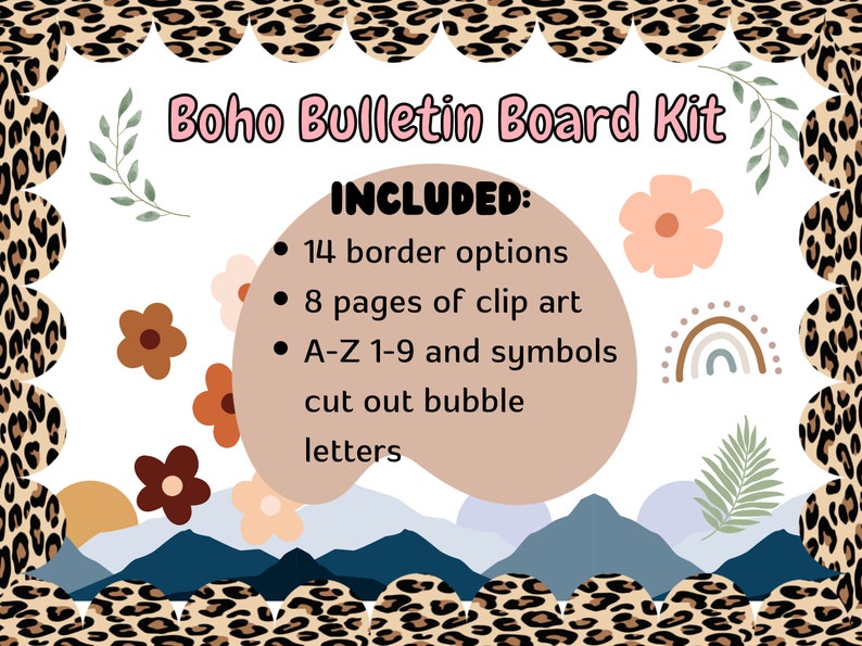 Printable Neutral Cheetah Print Boho Bulletin Board Kit | Digital ...