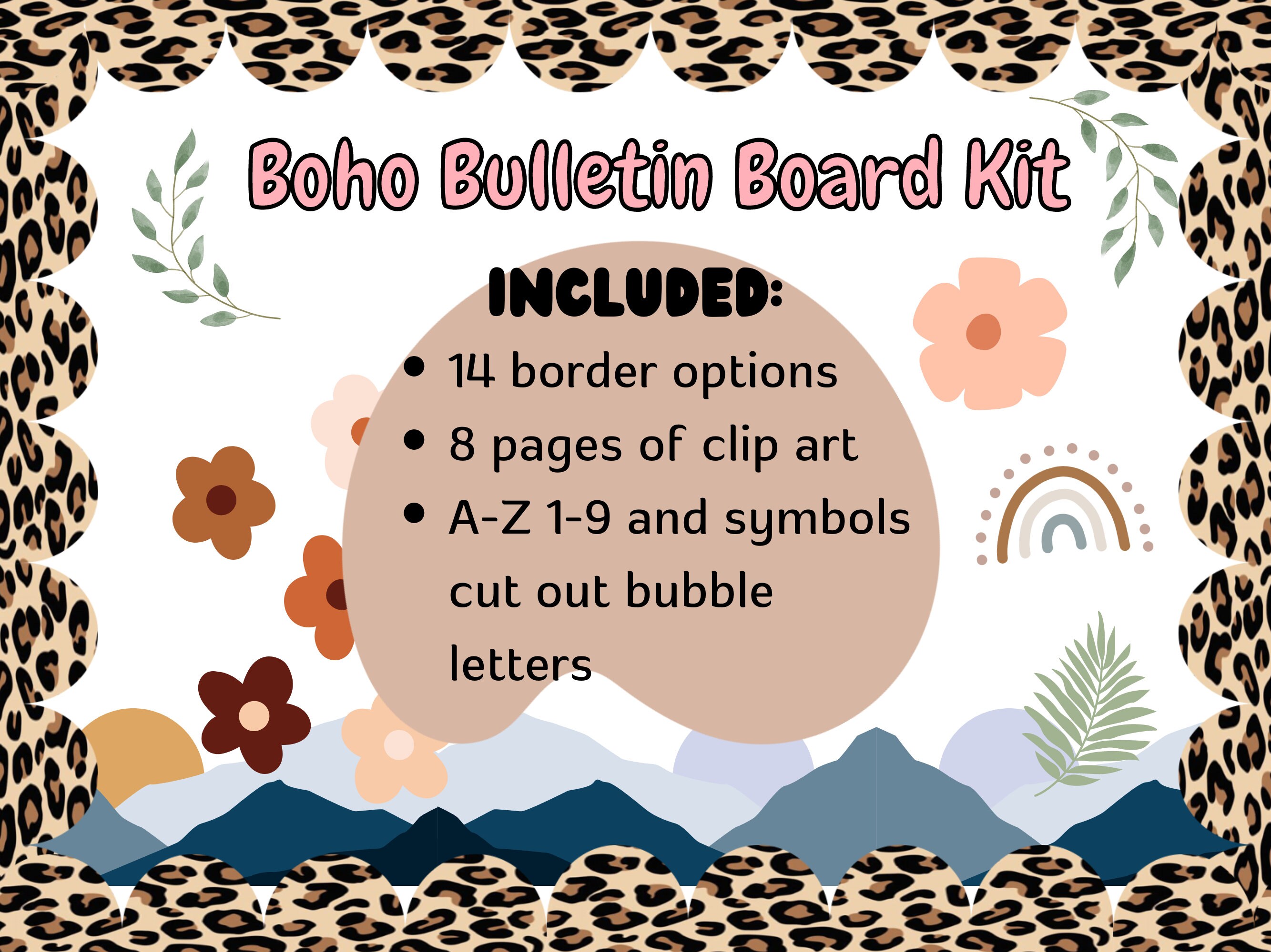Printable Neutral Cheetah Print Boho Bulletin Board Kit | Digital ...