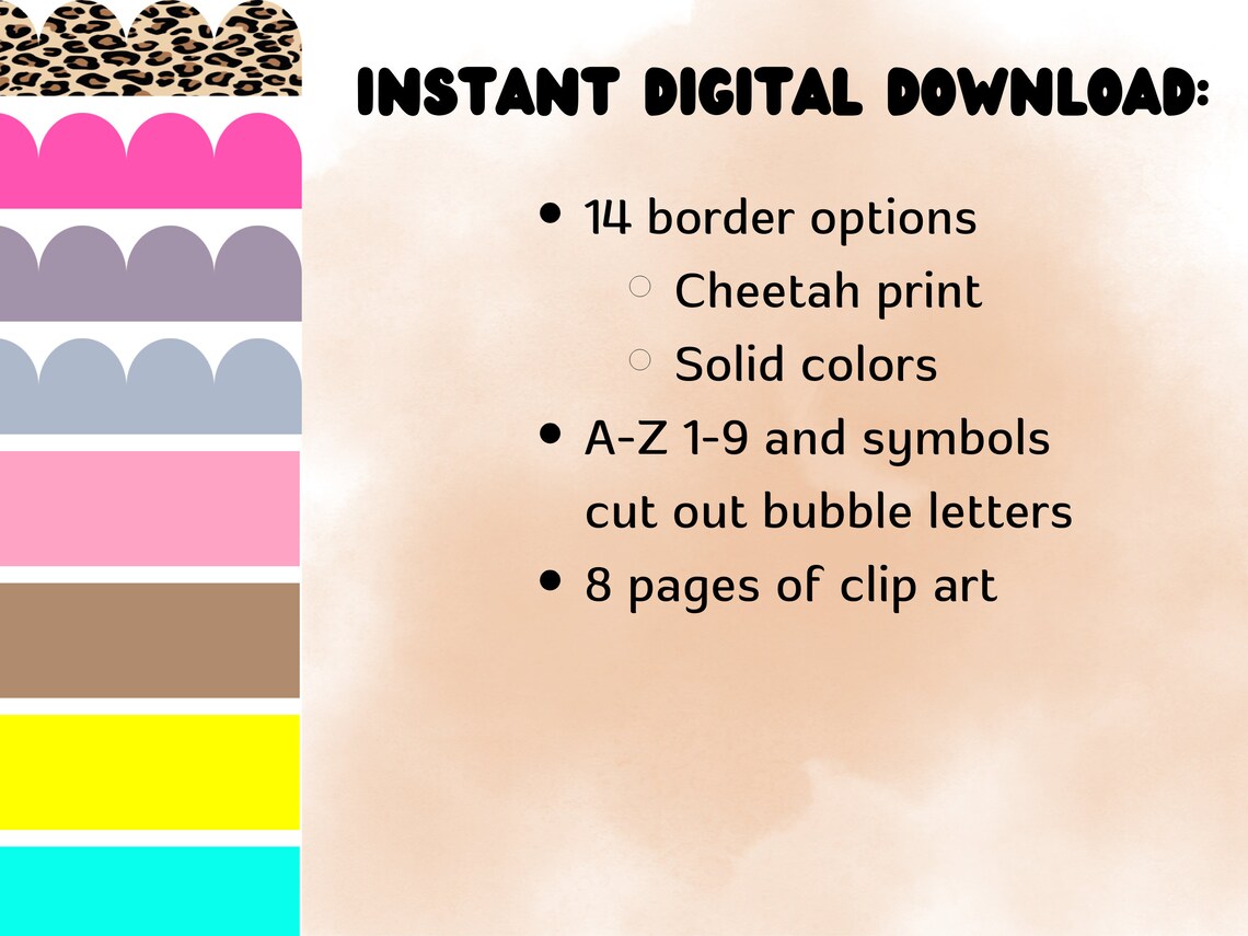 Printable Neutral Cheetah Print Boho Bulletin Board Kit | Digital ...