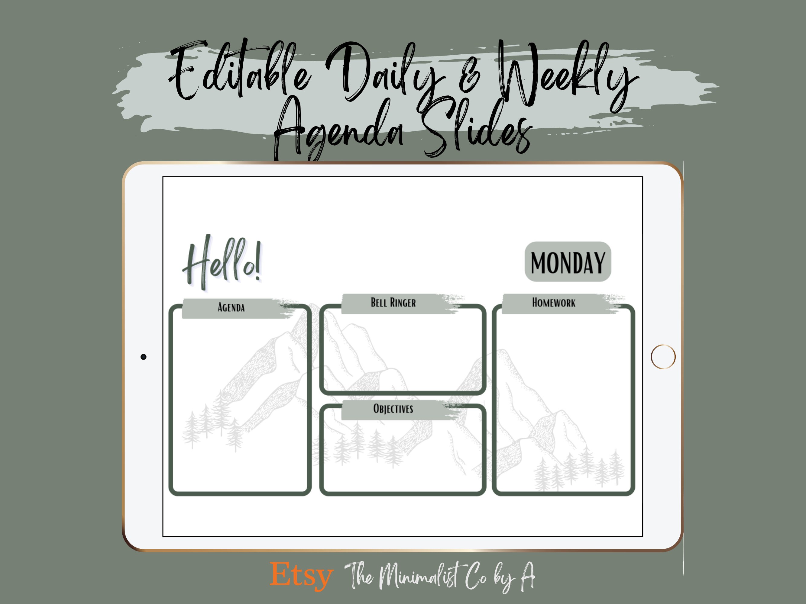 Editable Mountain Theme Daily and Weekly Teacher Agenda | Etsy